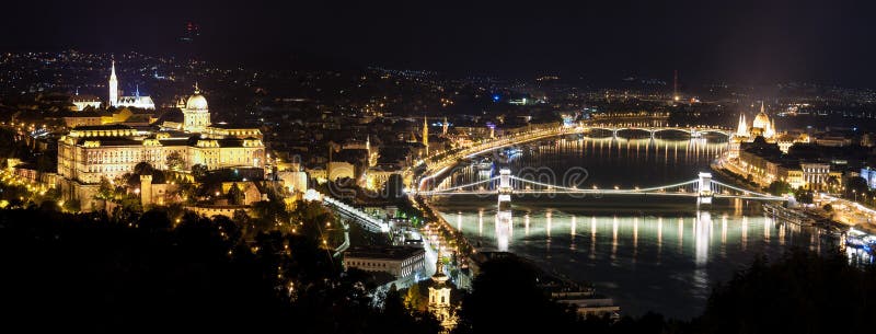 Budapest at Night, Budapest Chain Bridge Stock Image - Image of chain ...