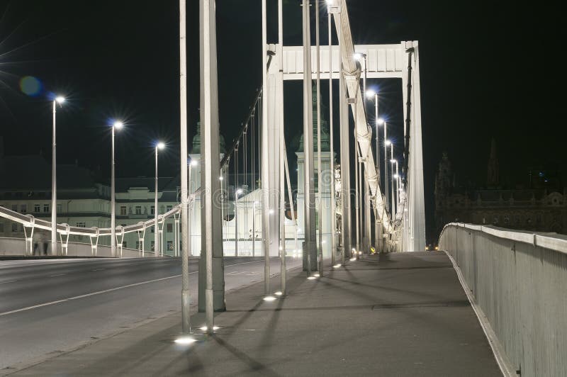 Budapest by Night with Elisabeth Bridge Stock Photo - Image of light ...