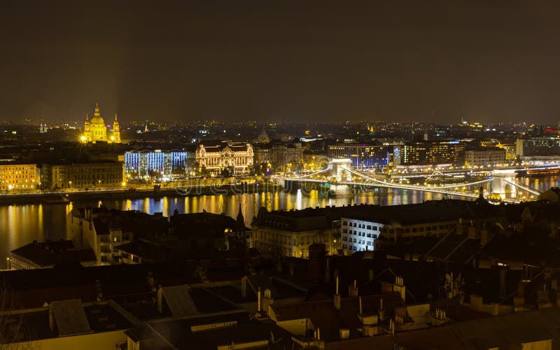 Budapest Night View from Fisherman S Bastion Stock Photo - Image of ...