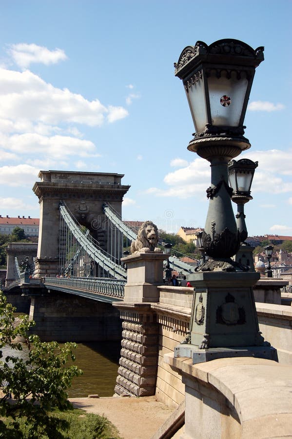 Budapest - the Old Chain Bridge Stock Photo - Image of urban, towny ...