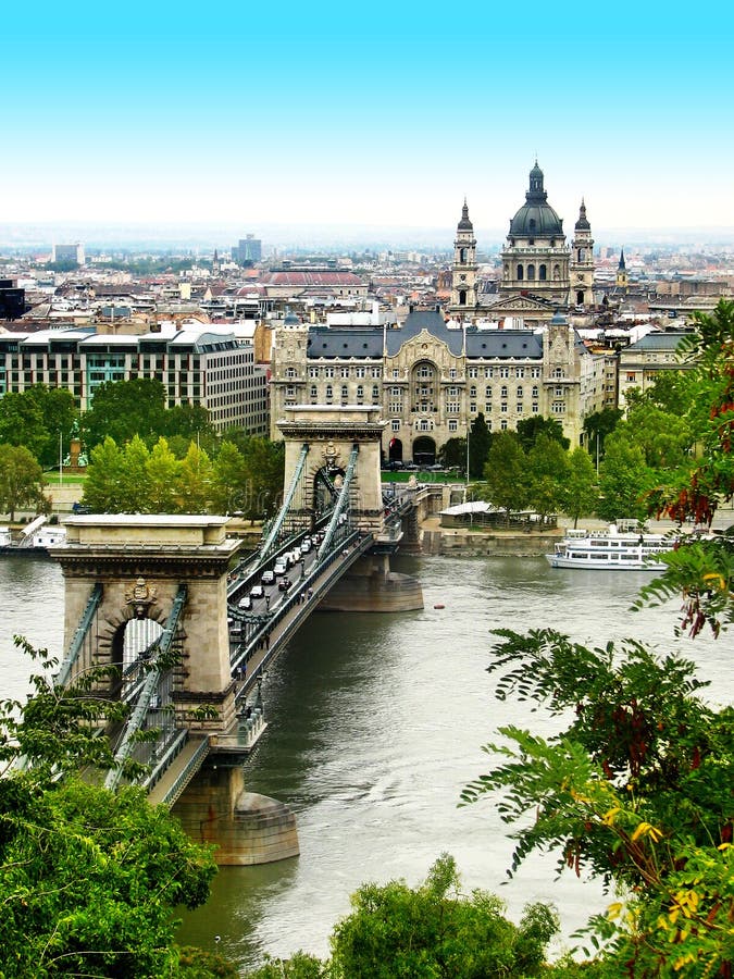 Budapest the Old Chain Bridge Stock Image - Image of chainbridge ...