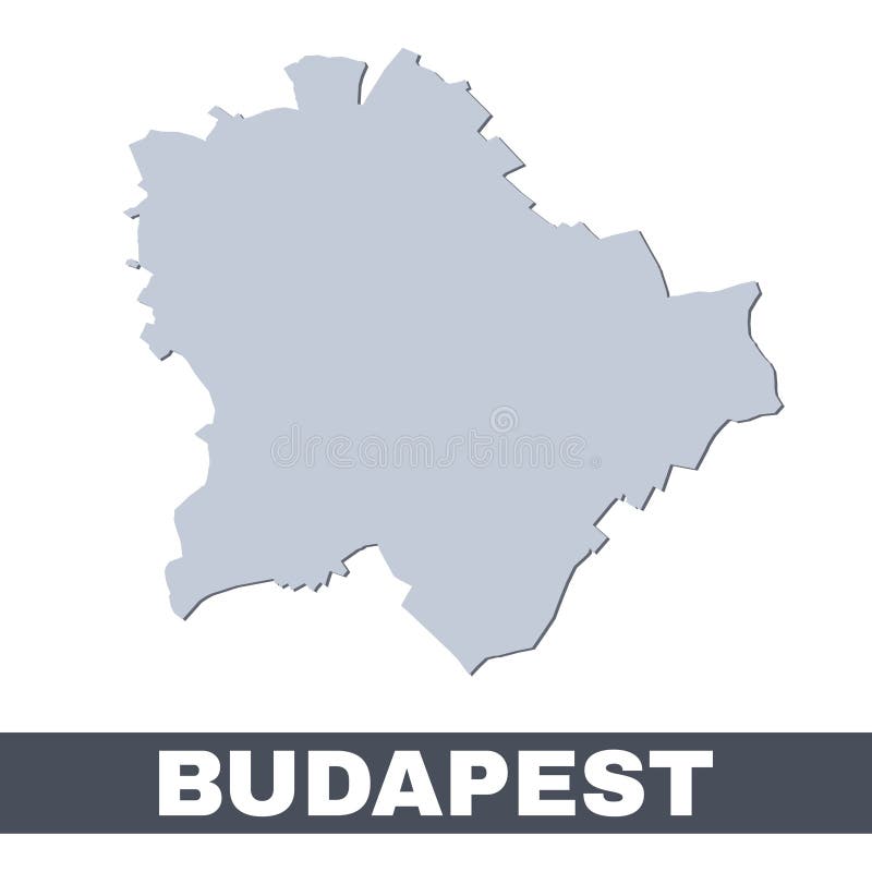 Budapest Outline Map. Vector Map of Budapest City Area Borders with ...