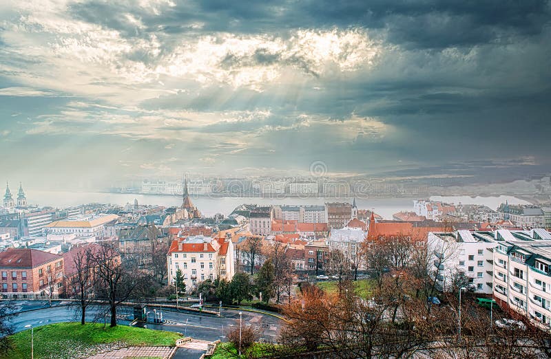 Budapest Panoramic View from the Citadel with Bridges and the ...