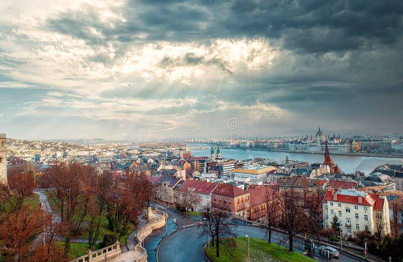 Budapest Panoramic View from the Citadel with Bridges and the ...