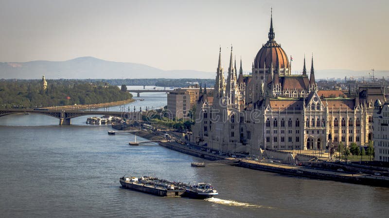 Budapest Parliament and the River Duna at Daytime Stock Photo - Image ...