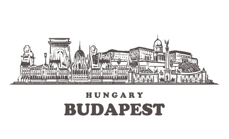 Budapest Sketch Skyline. Budapest, Hungary Hand Drawn Vector ...