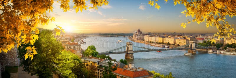 Budapest at Sunset in Autumn Stock Image - Image of bastion, bridge ...