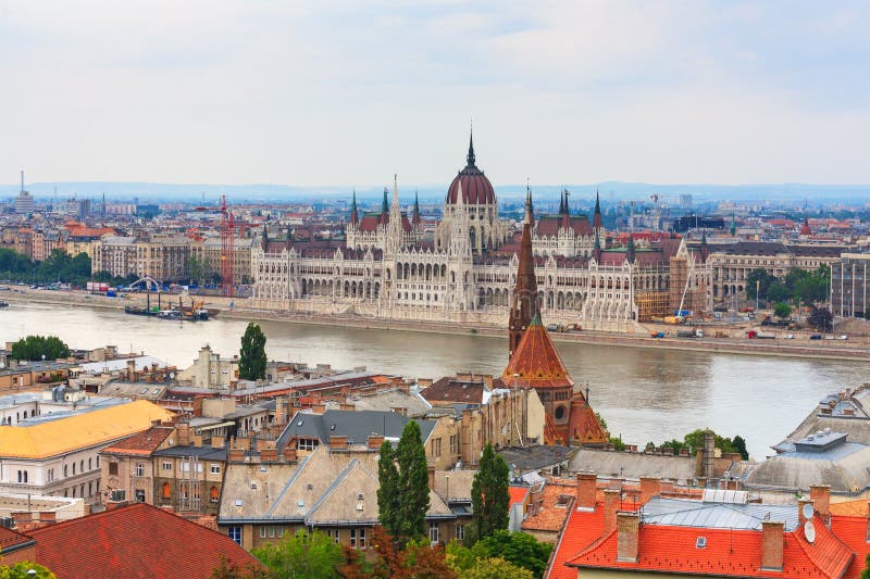 Budapest View of the Parliament Stock Photo - Image of panorama, danube ...