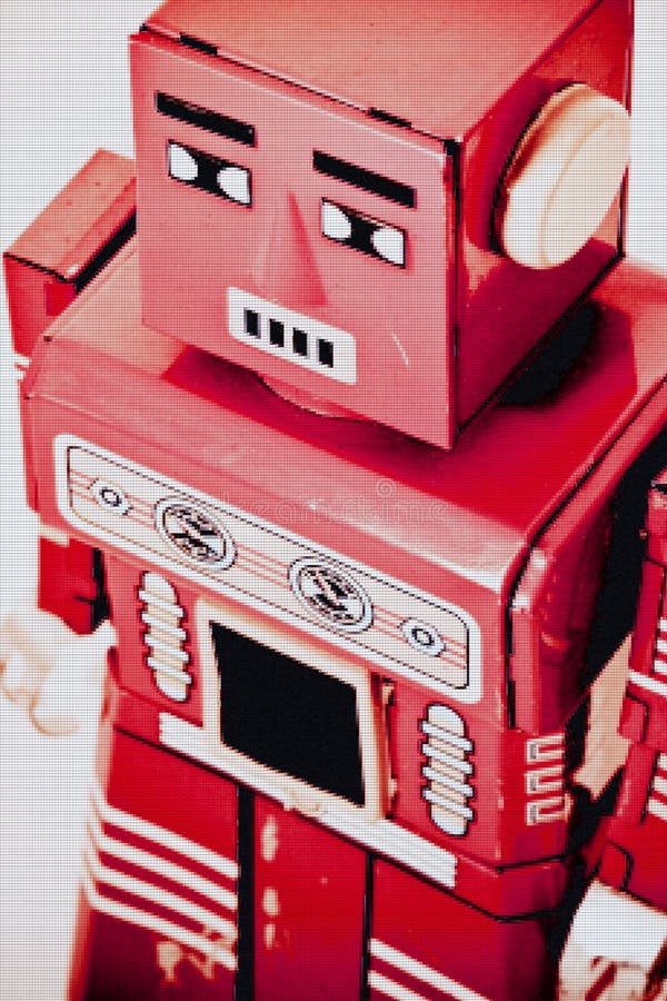 Big Red Digital Robot Toy Macro Toned I Stock Image - Image of ...