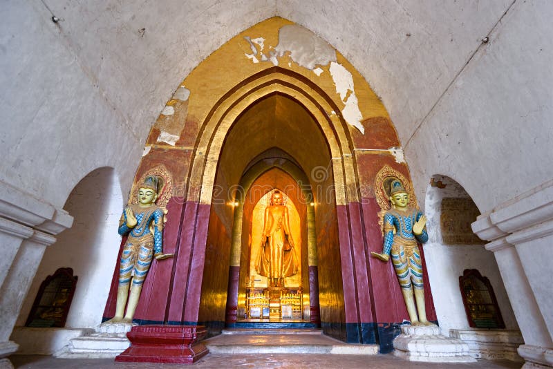 Buddha Inside Ananda Temple, Bagan, Stock Image - Image of authentic ...