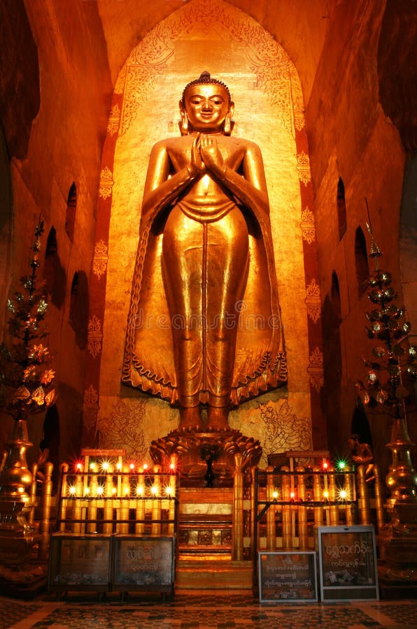 Buddha Inside Ananda Temple, Bagan, Stock Image - Image of authentic ...