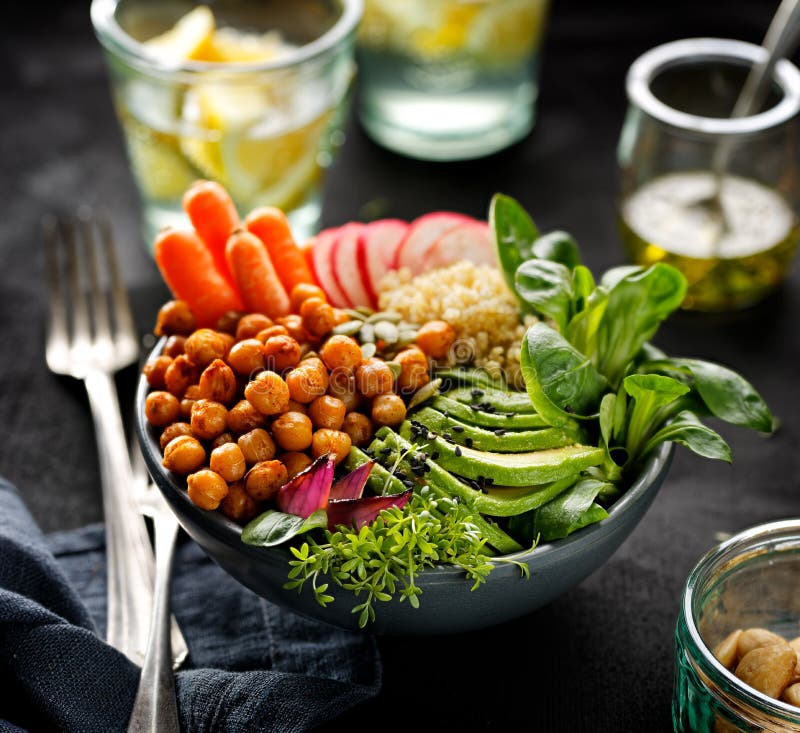 Buddha Bowl, Healthy and Balanced Vegan Meal Stock Image - Image of ...