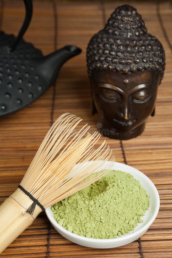 Buddha Bronze with Green Tea Stock Photo - Image of brewed, harmony ...