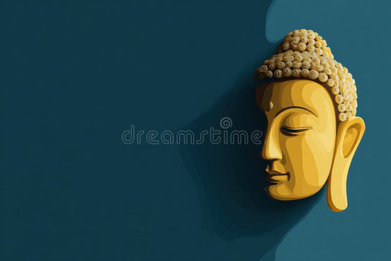 Calm Expression of a Flat Design Buddha Face with Soft Lighting Against ...
