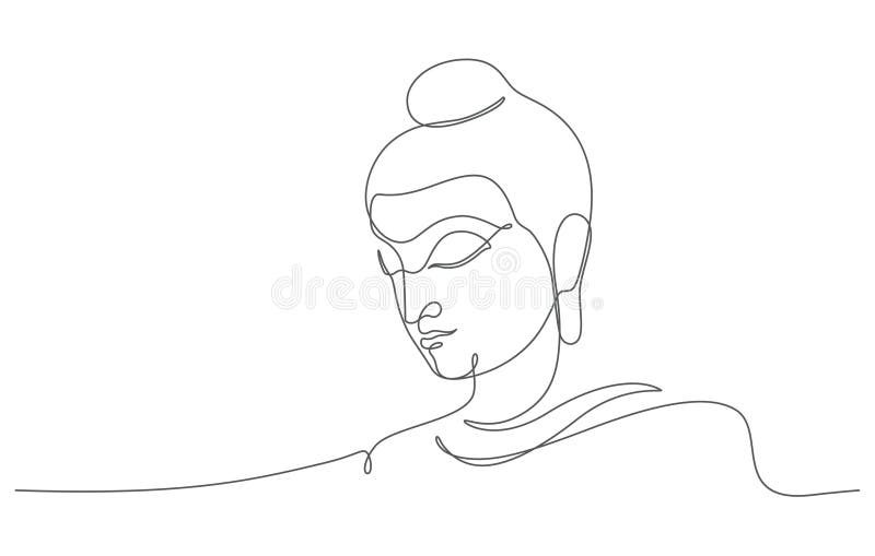 Buddha Face Portrait in Continuous Line Drawing Stock Vector ...