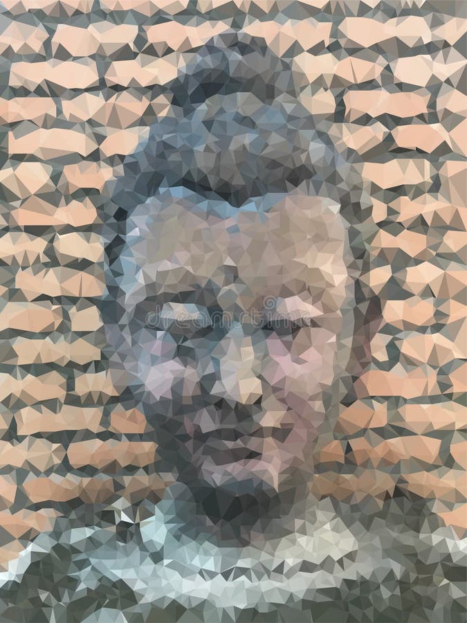 Buddha Head on Brick Wall Background, Low Poly Art Stock Vector ...