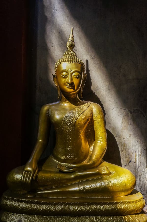 Buddha Image in Light and Shadow Stock Photo - Image of contrast ...