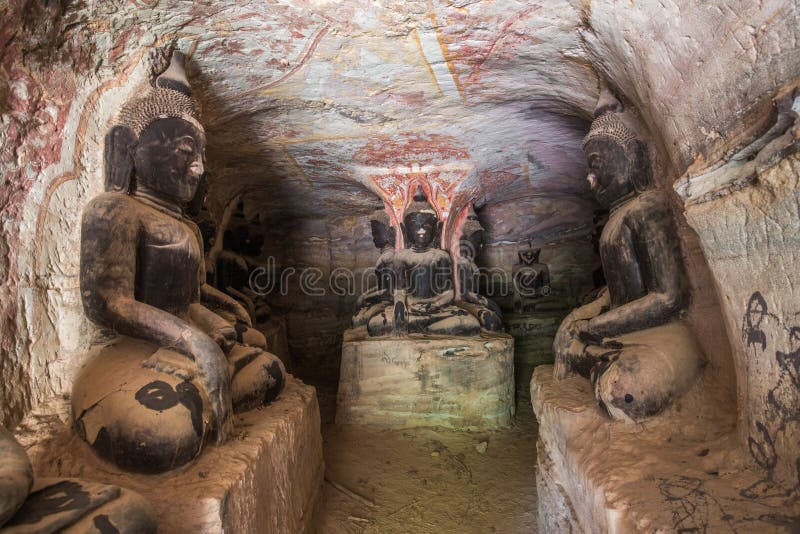 Buddha Image at Pho Win Taung Cave in Monywa Stock Photo - Image of ...