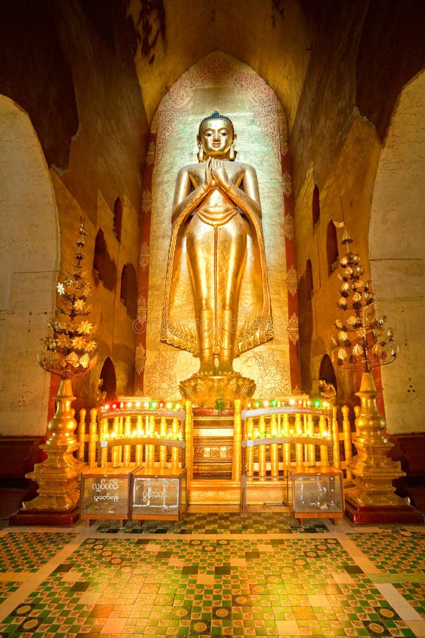 Buddha Inside Ananda Temple, Bagan, Myanmar. Stock Photo - Image of ...