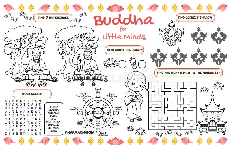 Buddha for Little Minds. Activity Sheet for Kids on Buddhism. Stock ...