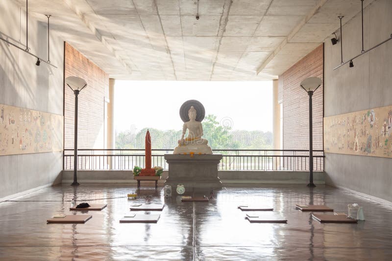 Buddha and modern building stock photo. Image of indoor - 85923494