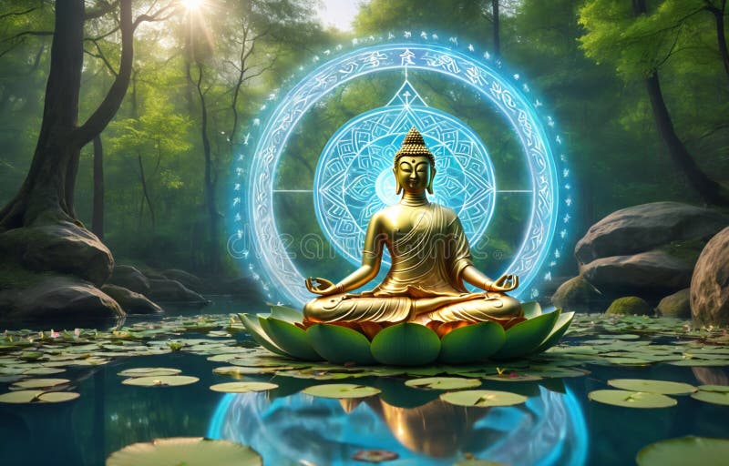 Buddha Practicing Meditation in Lotus Position Stock Illustration ...