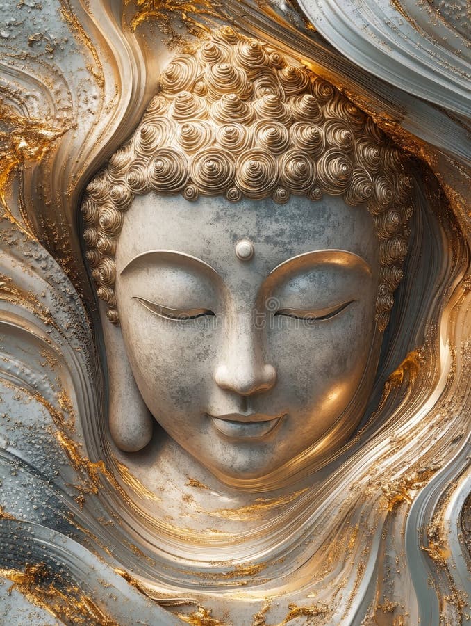 Abstract Buddha face stock illustration. Illustration of sand - 371983240