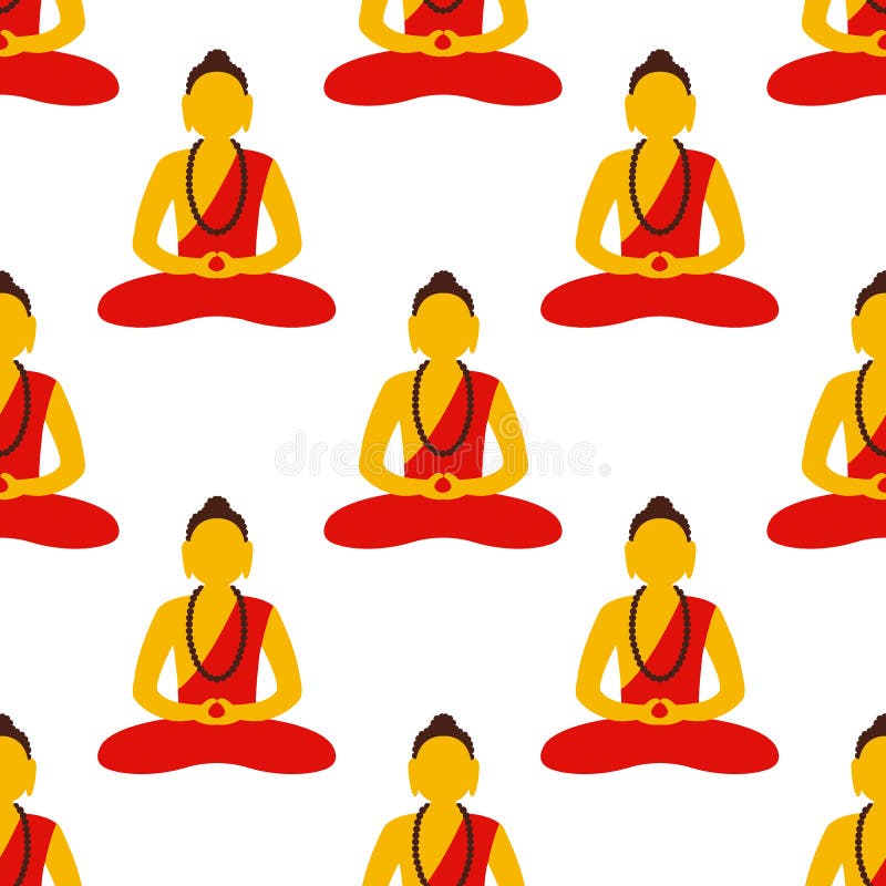 Buddha seamless pattern stock illustration. Illustration of icon ...