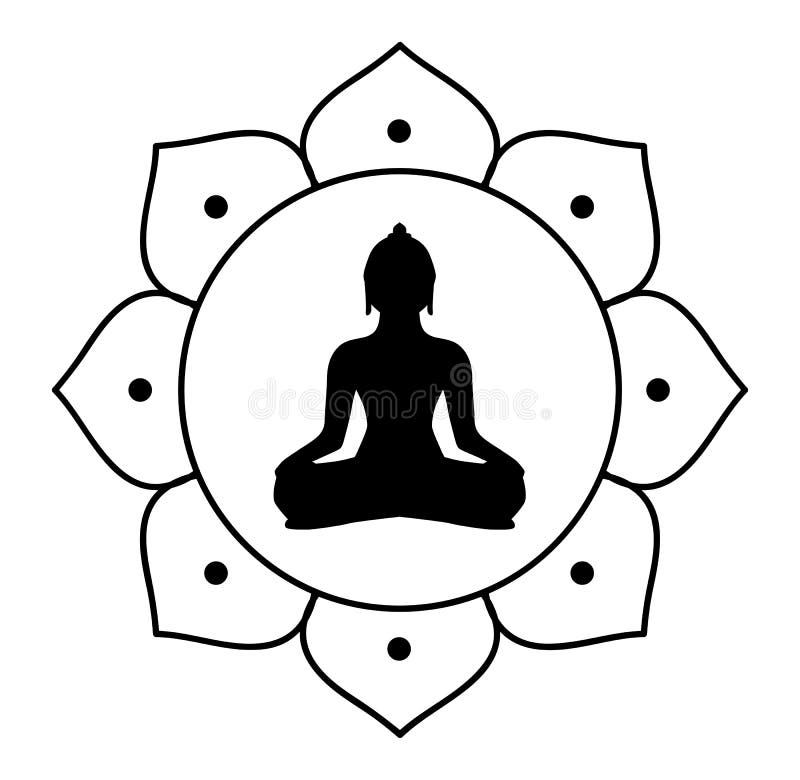 Buddha Silhouette Vector Shadow Black Buddhism Meditate Stock Vector ...