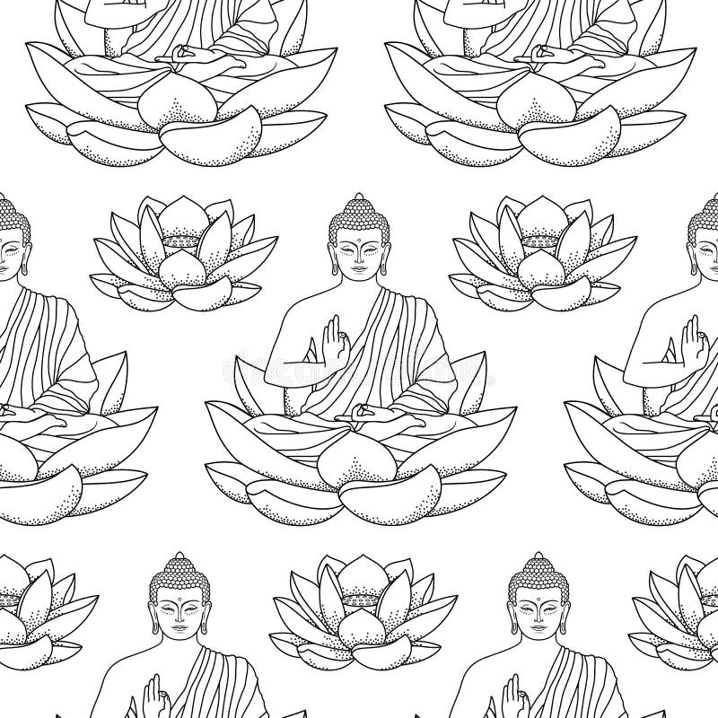 Buddha sitting on Lotus stock vector. Illustration of culture - 84434166