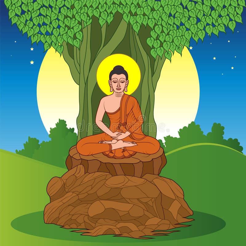 Lord Buddha Nirvana, Was Dead Under Tree. Stock Vector - Illustration ...