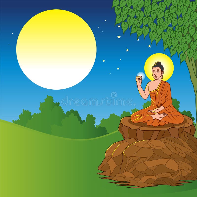 Buddha Sitting Under the Bodhi Tree Stock Vector - Illustration of ...