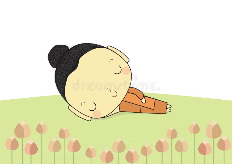 Buddha sleep stock vector. Illustration of flower, indian - 63347406