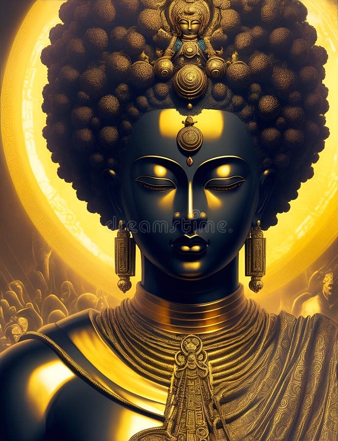 Buddha Statue in Afro Style. Illustration Created Using Artificial ...