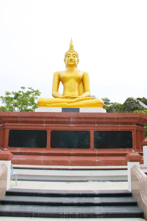 Buddha Statue with Base on White Background As Vertical Stock Image ...