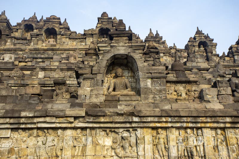 Buddha Statue at Borobudur Temple in Central Java, Indonesia. Stock ...