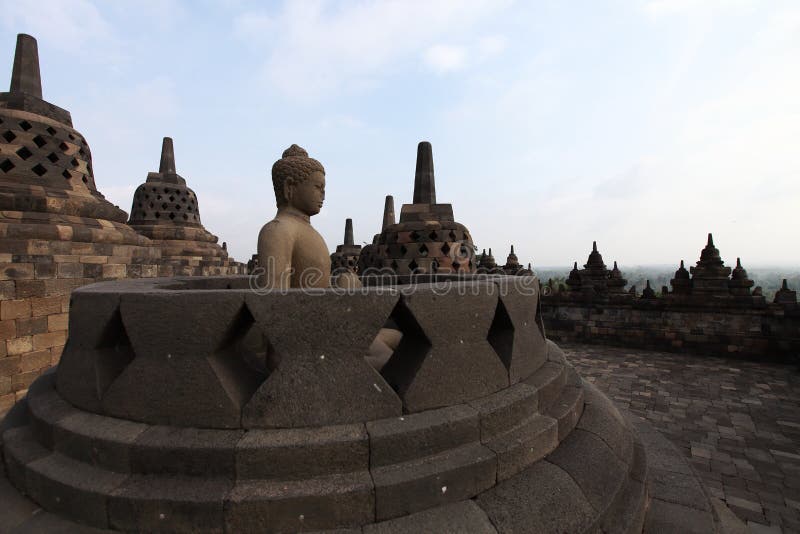 Buddha Statue at Borobudur Temple, Central Java Indonesia Stock Image ...