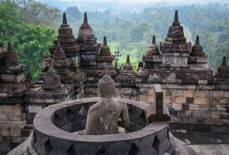 The Temple of Borobudur on Java in Indonesia Stock Photo - Image of ...