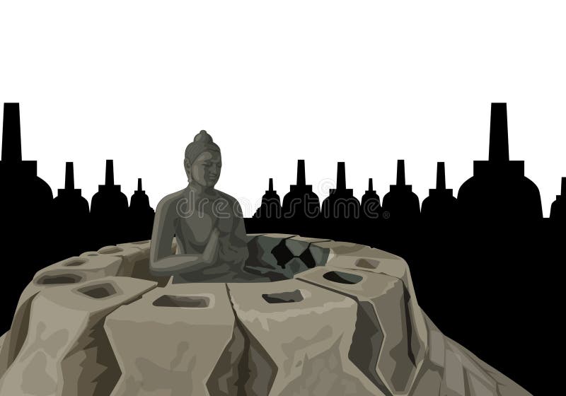 Buddha Statue Borobudur Vector with White Background. Stock Vector ...