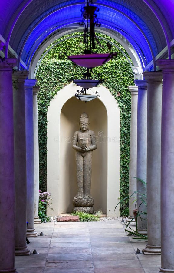Buddha Statue at End of Passageway Stock Image - Image of asian ...