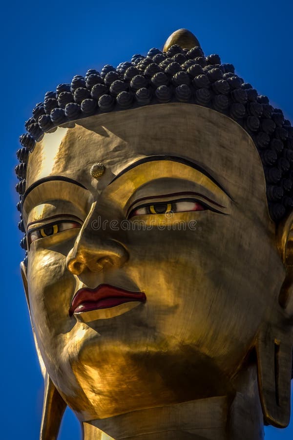 Buddha statue face closeup stock image. Image of gold - 177578403