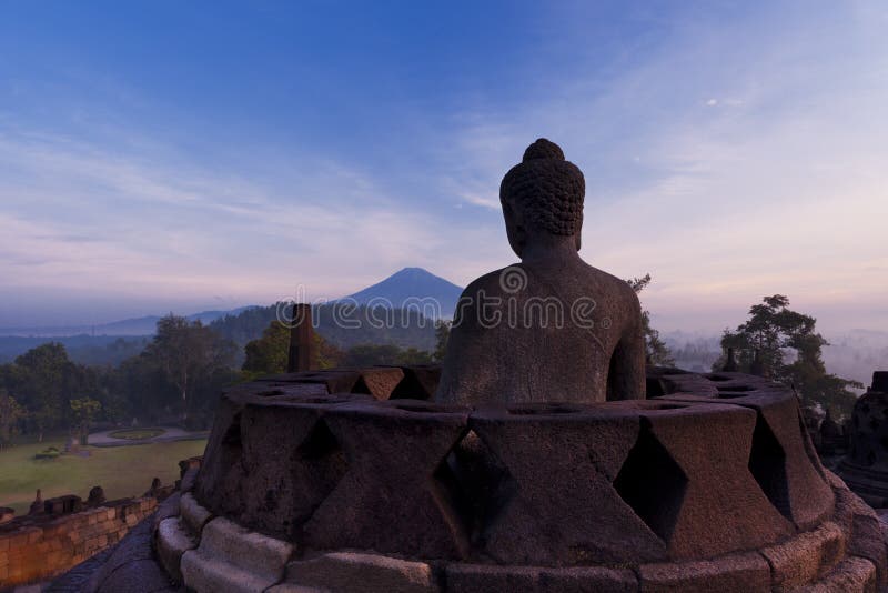 Buddha Statue Facing Volcano on Java Island Stock Image - Image of ...