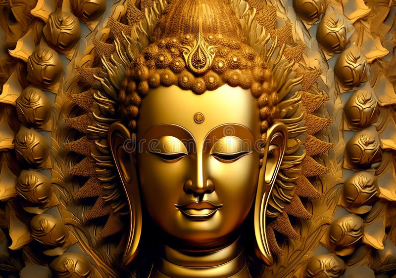 Buddha Statue in Golden Color. Computer Digital Drawing Stock ...