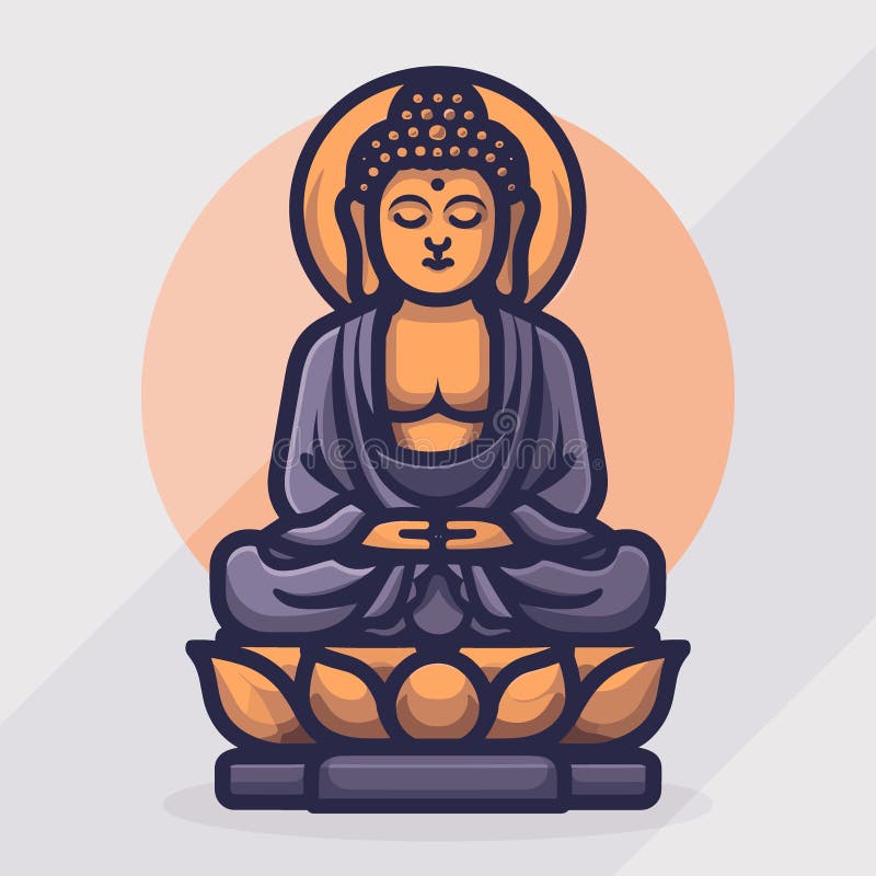 Buddha Statue Icon in Flat Design Style. Vector Illustration Stock ...