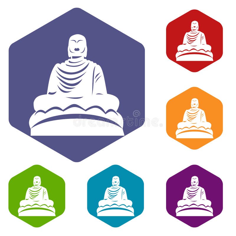 Buddha statue icons set stock vector. Illustration of buddhist - 117979015