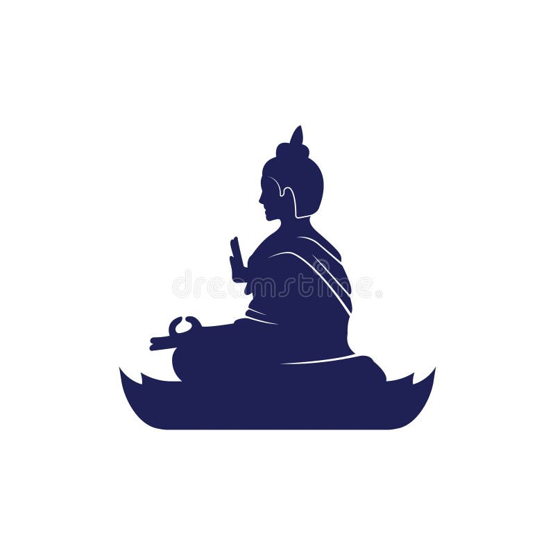 Buddha Statue Logo Vector Flat Design Stock Illustration - Illustration ...