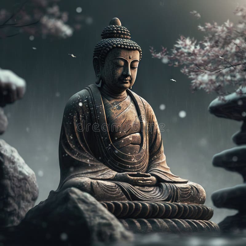 Buddha Statue in Meditating Pose, Generative Ai Stock Illustration ...