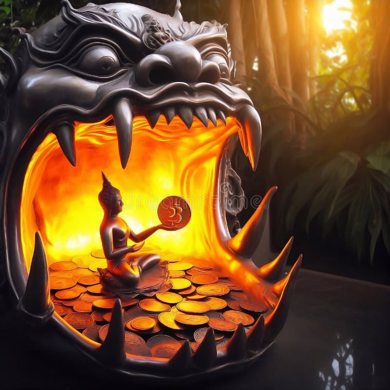 Buddha Statue in the Mouth of the Devil and Beautiful Artwork with AI ...