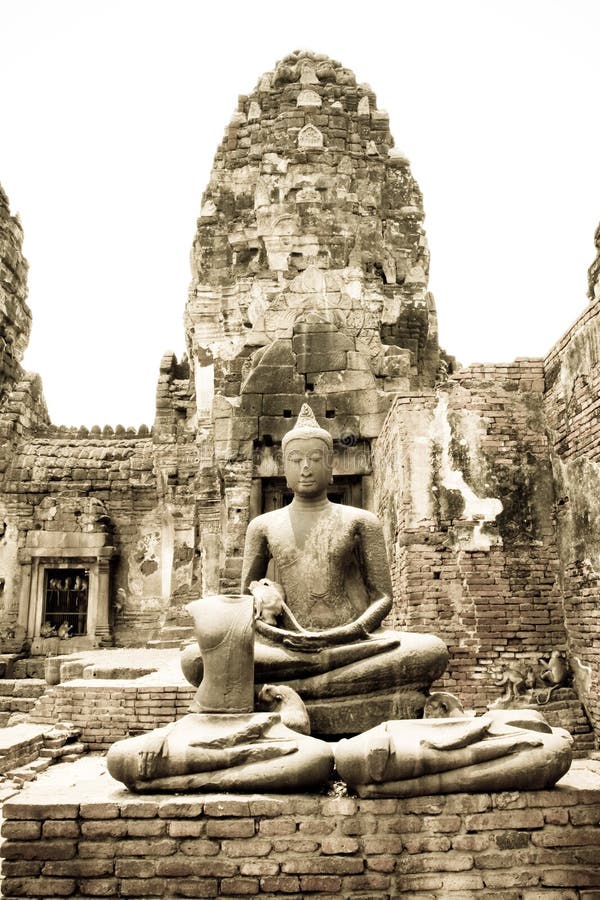 Buddha Statue Remains in Sepia Stock Photo - Image of close, isolated ...