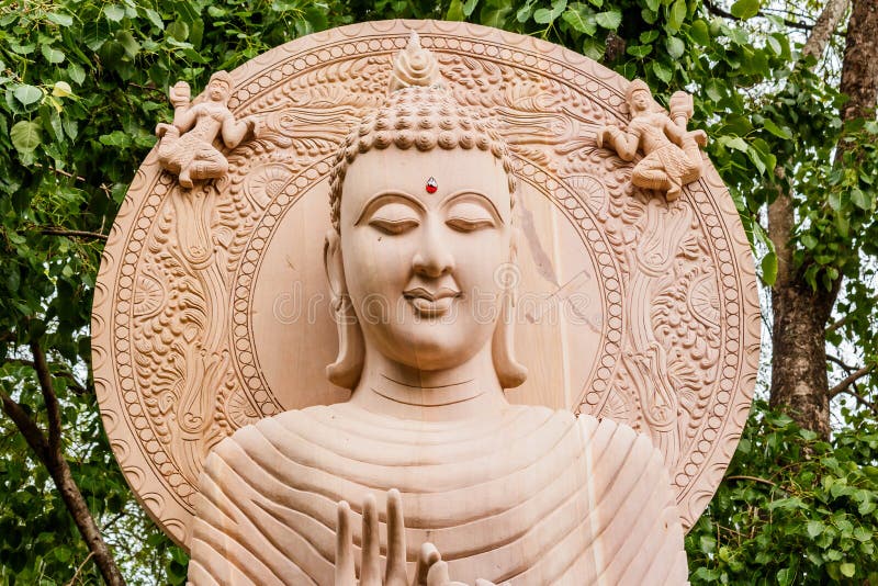 Buddha Statue Sitting Under Bodhi Tree. Stock Photo - Image of east ...